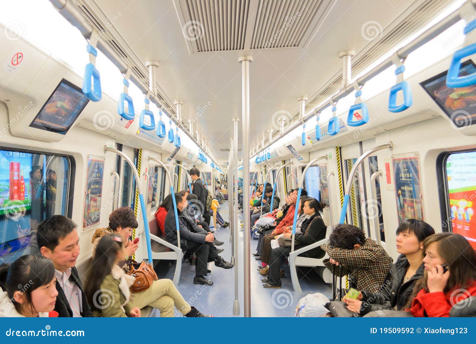 Interior of subway train editorial photography. Image of transport ...