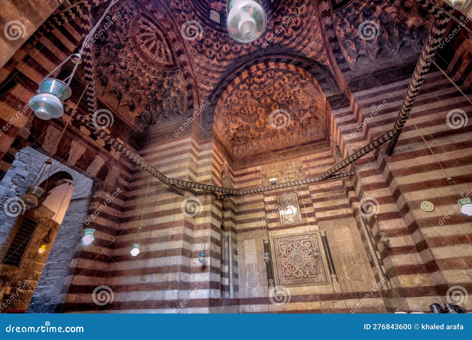Interior Sultan Hassan Mosque Entrance Stock Photo - Image of wood ...