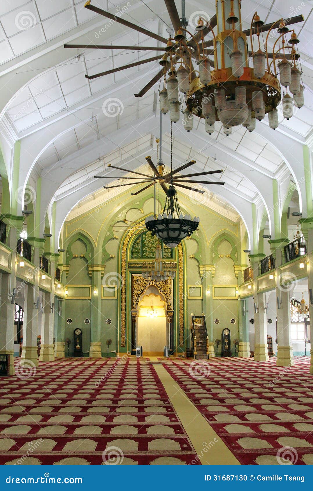 Interior of Sultan Mosque, Singapore Stock Photo - Image of mosque ...