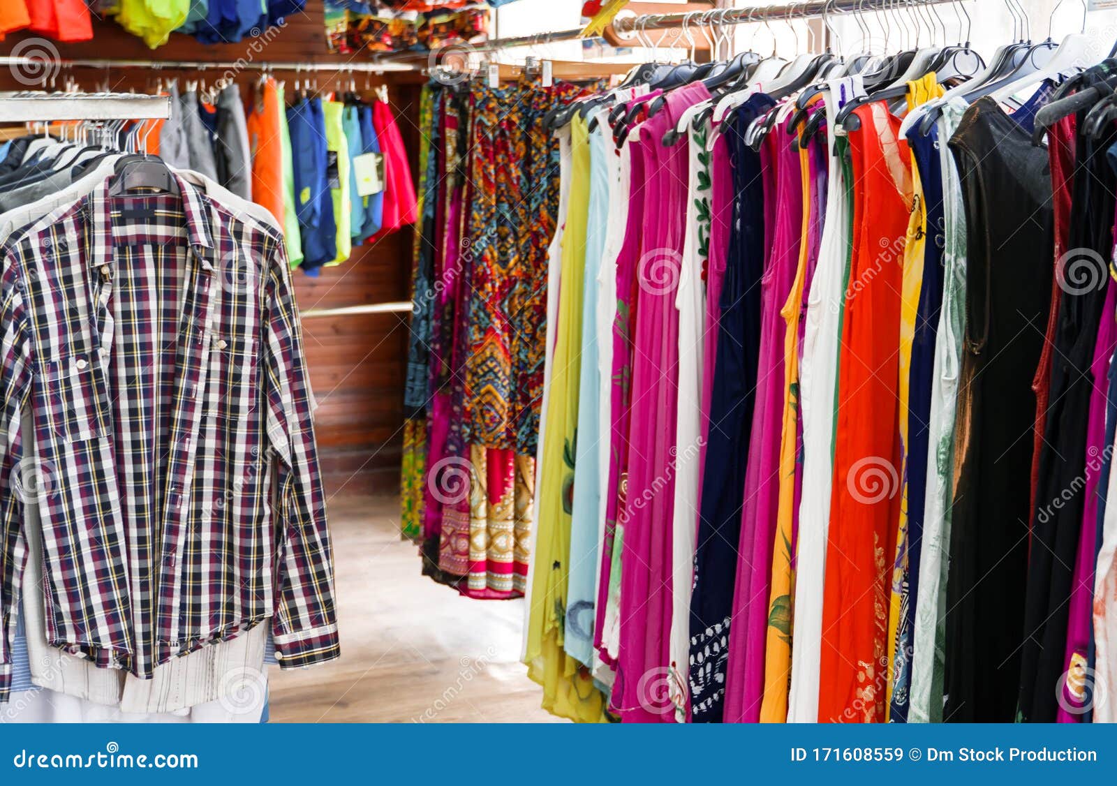 Interior in Summer Clothing Store Stock Image - Image of summer, color ...