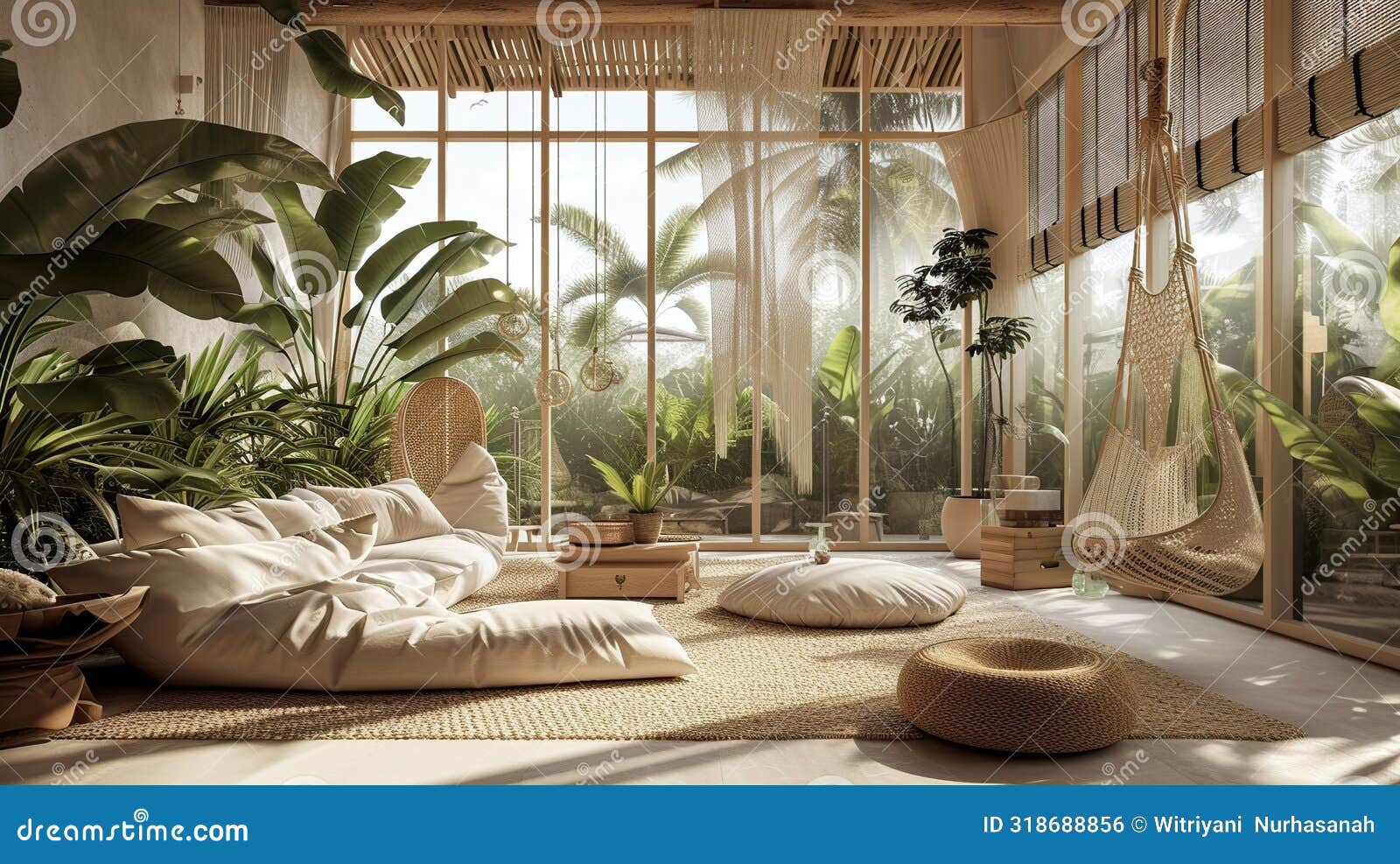 Interior. Summer Tropical Natural Aesthetic Design. Generative AI Stock ...