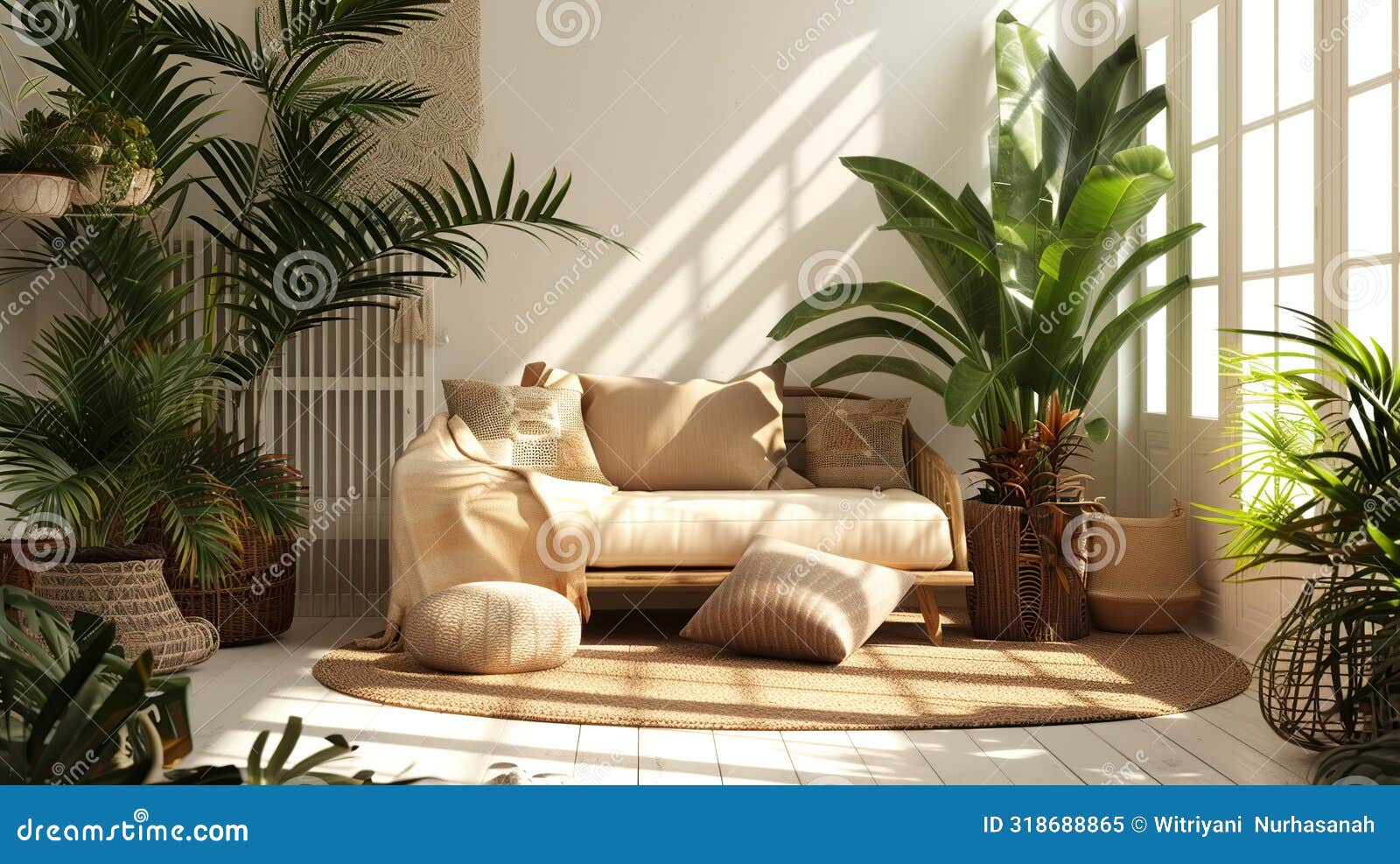 Interior. Summer Tropical Natural Aesthetic Design. Generative AI Stock ...