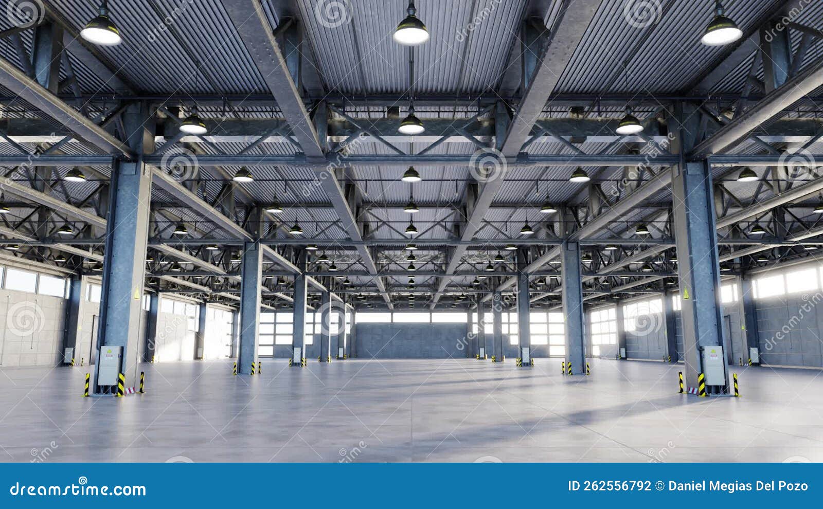 Interior of Spacious Industrial Facility 3d Animation Render Stock ...