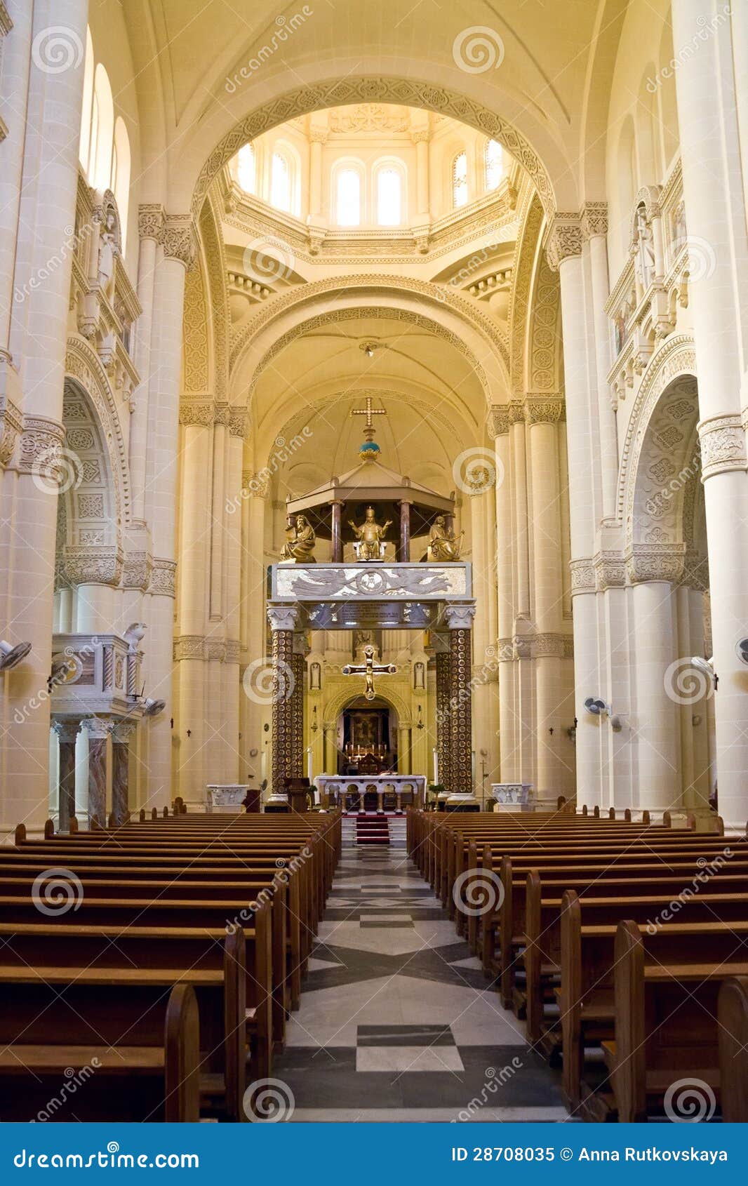 Interior of Ta Pinu Church on Gozo, Malta Stock Image - Image of famous ...