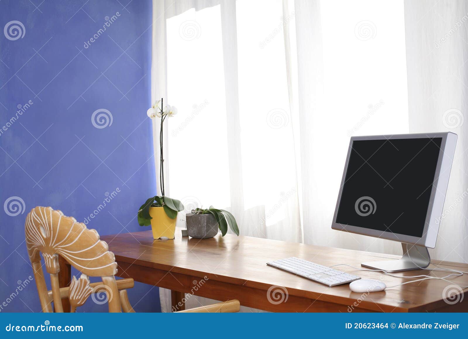 Interior, Table and Computer Stock Photo - Image of screen, design ...