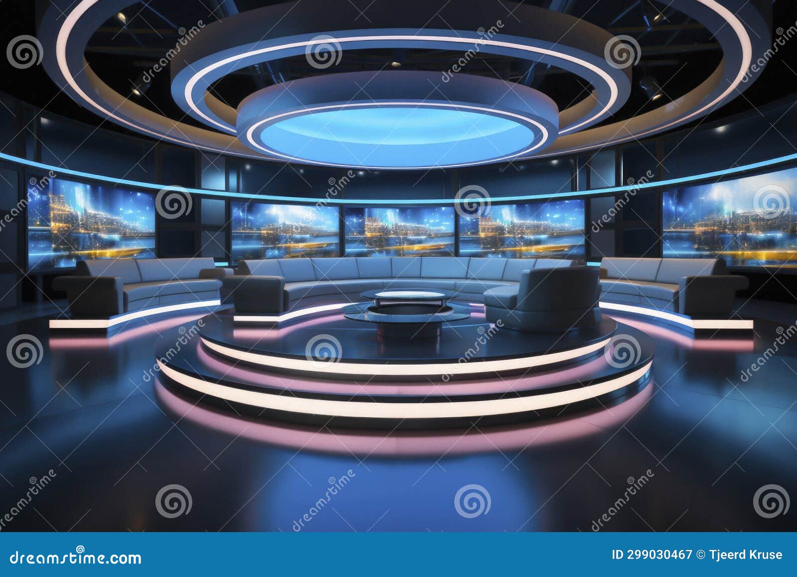 Interior of Television Studio Ready for Work Stock Illustration ...