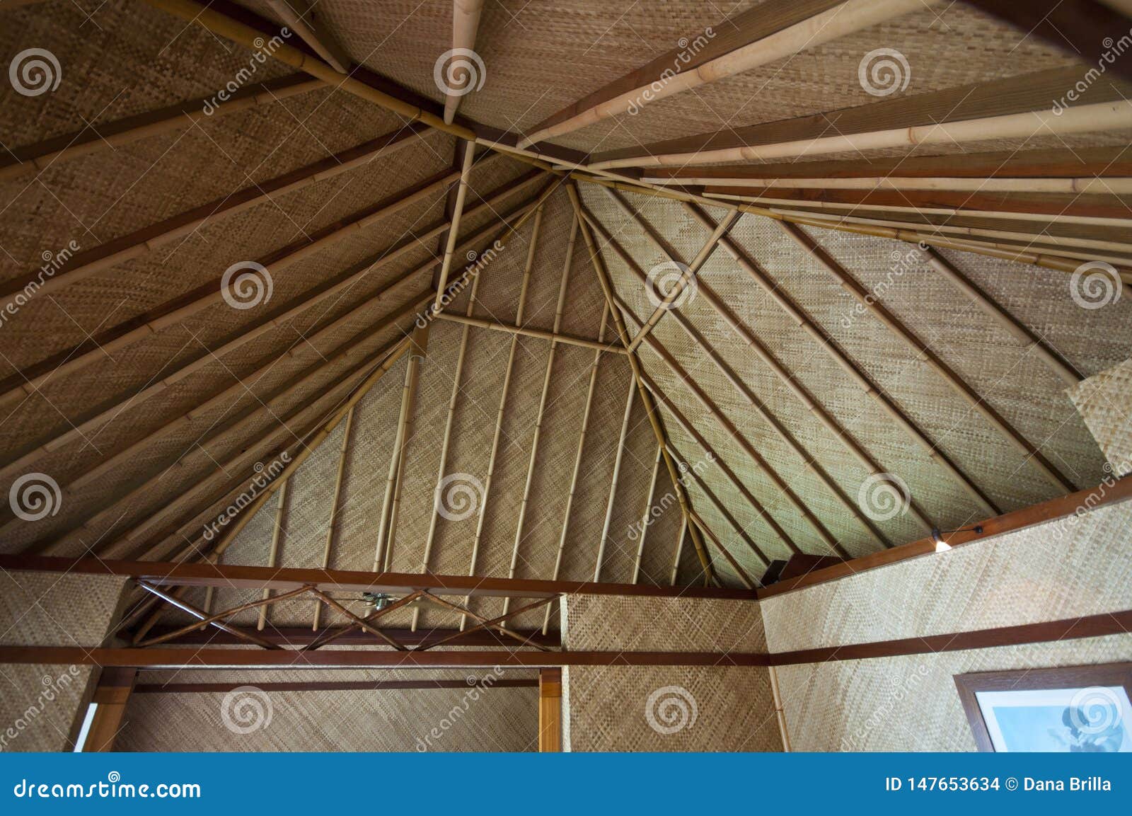 Interior of Thatched Hut in Bora Bora Stock Photo - Image of polynesia ...
