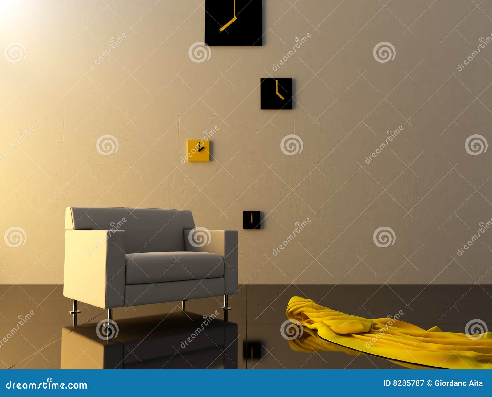 Interior - Time Zone Clock on Modern Style Room Stock Illustration ...