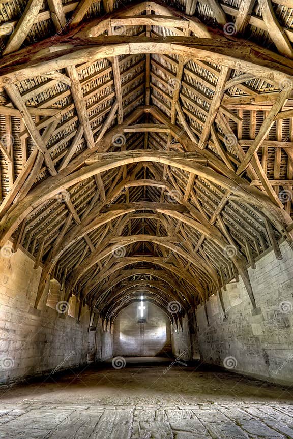Interior of Tithe Barn, Near Bath, England Stock Photo - Image of ...