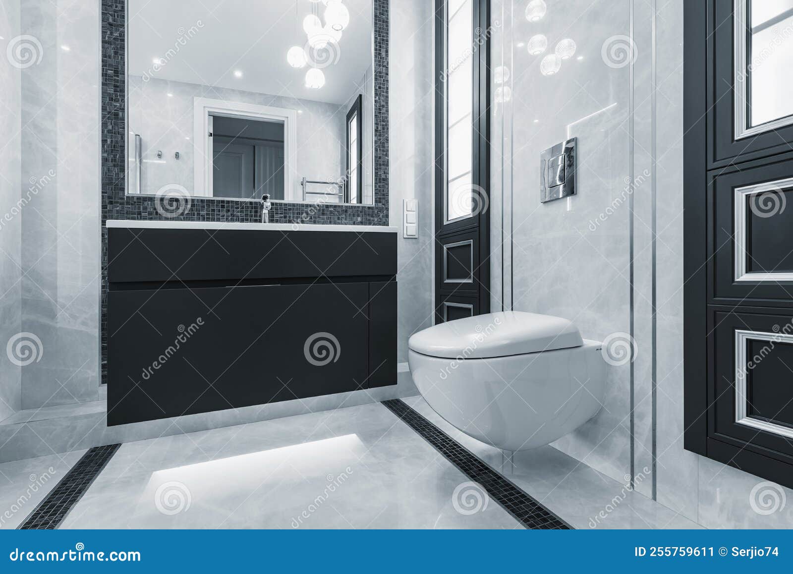 Interior of the toilet stock image. Image of apartment - 255759611