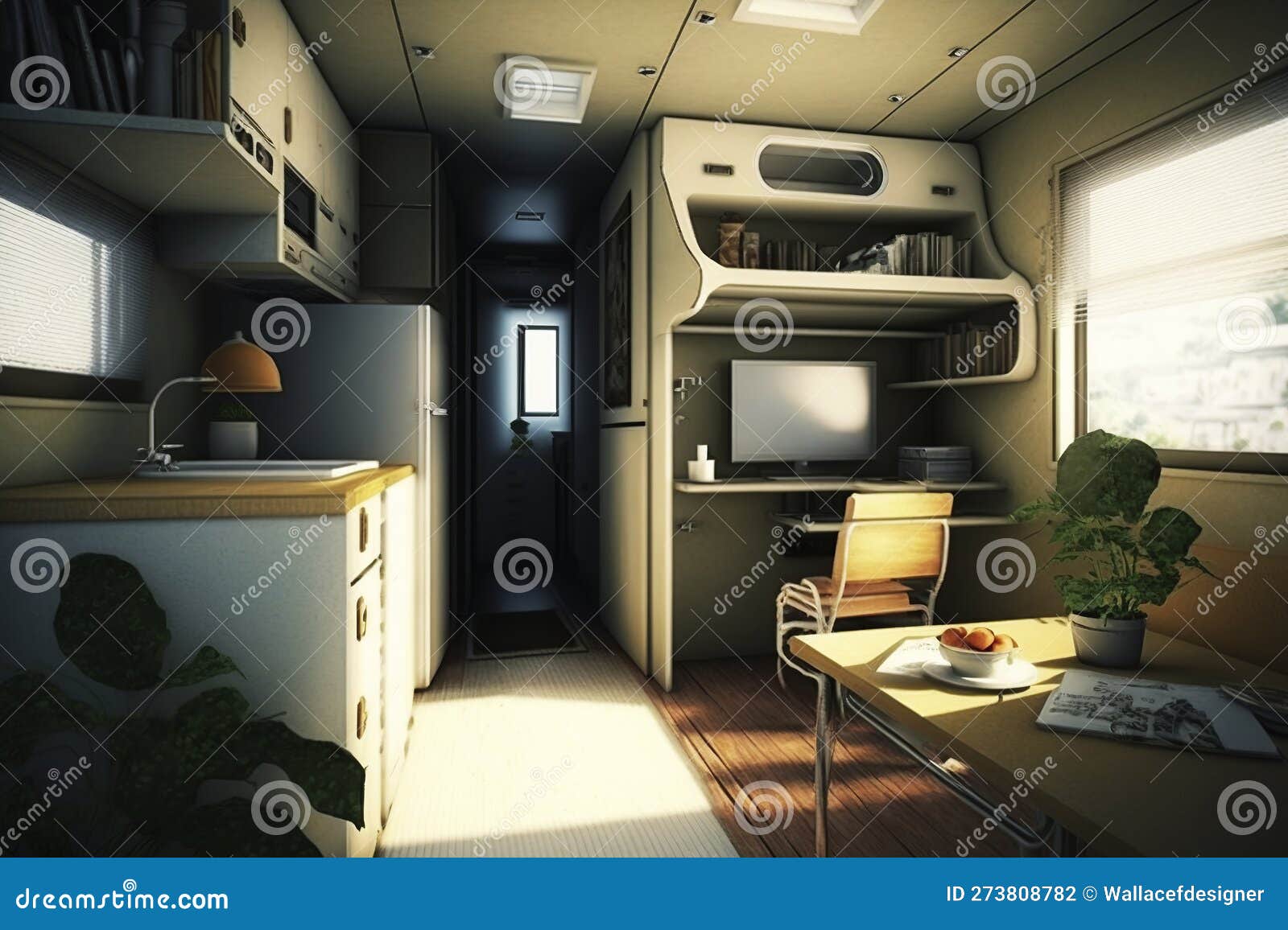 Interior of a Trailer. Architectural Representation. Generative AI ...