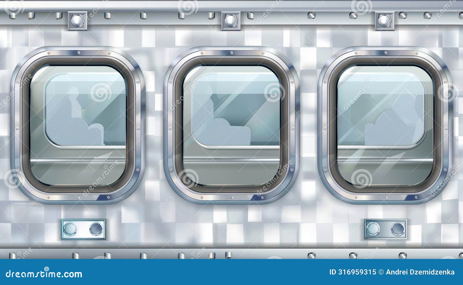 The Interior of a Train Window. Modern Realistic Set of Clear Windows ...