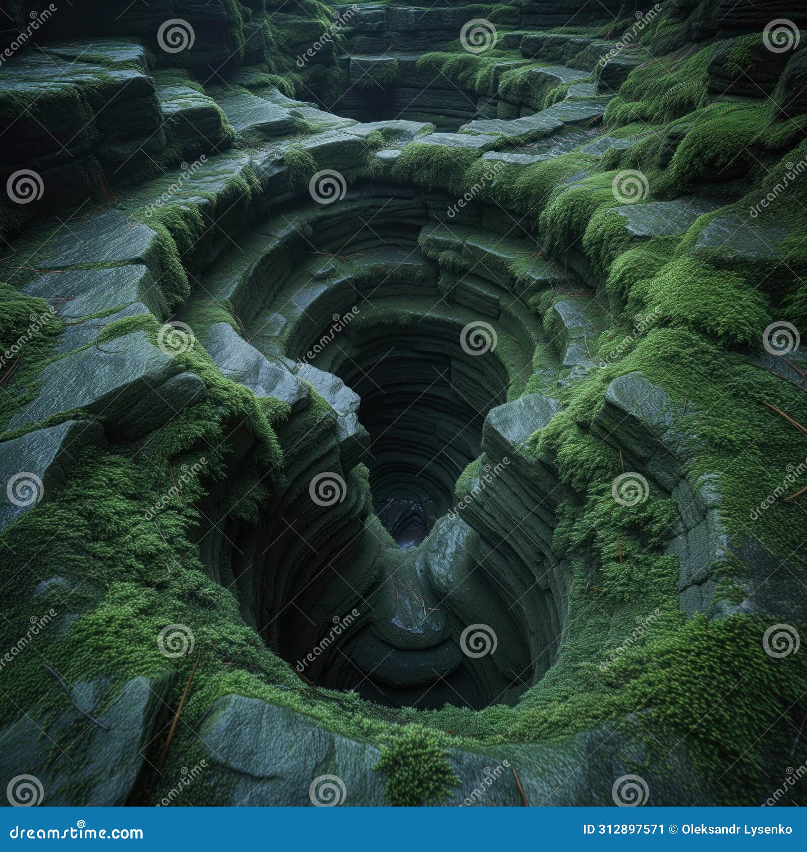 Interior of a Tree Surrounded by a Stone Building Stock Illustration ...