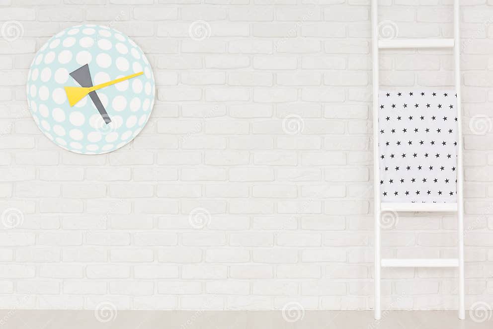 Interior with Trendy Wall Clock Stock Photo - Image of dreamy, estate ...