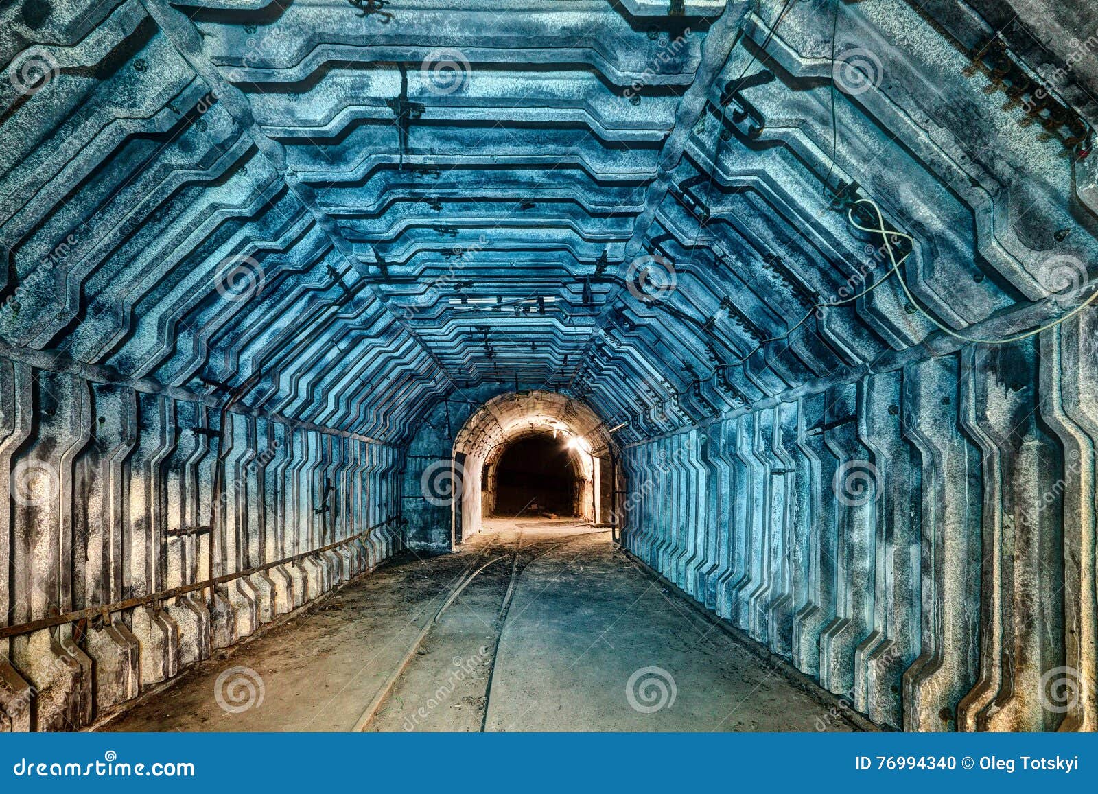 Abandoned Coal Mine With Rotten Collapsed Wooden Miner Stands. Old ...