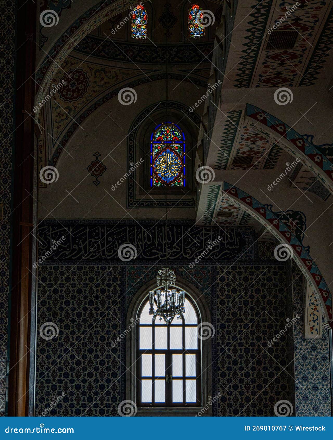 Interior of Turkey Mosque with Windows Stock Image - Image of pray ...