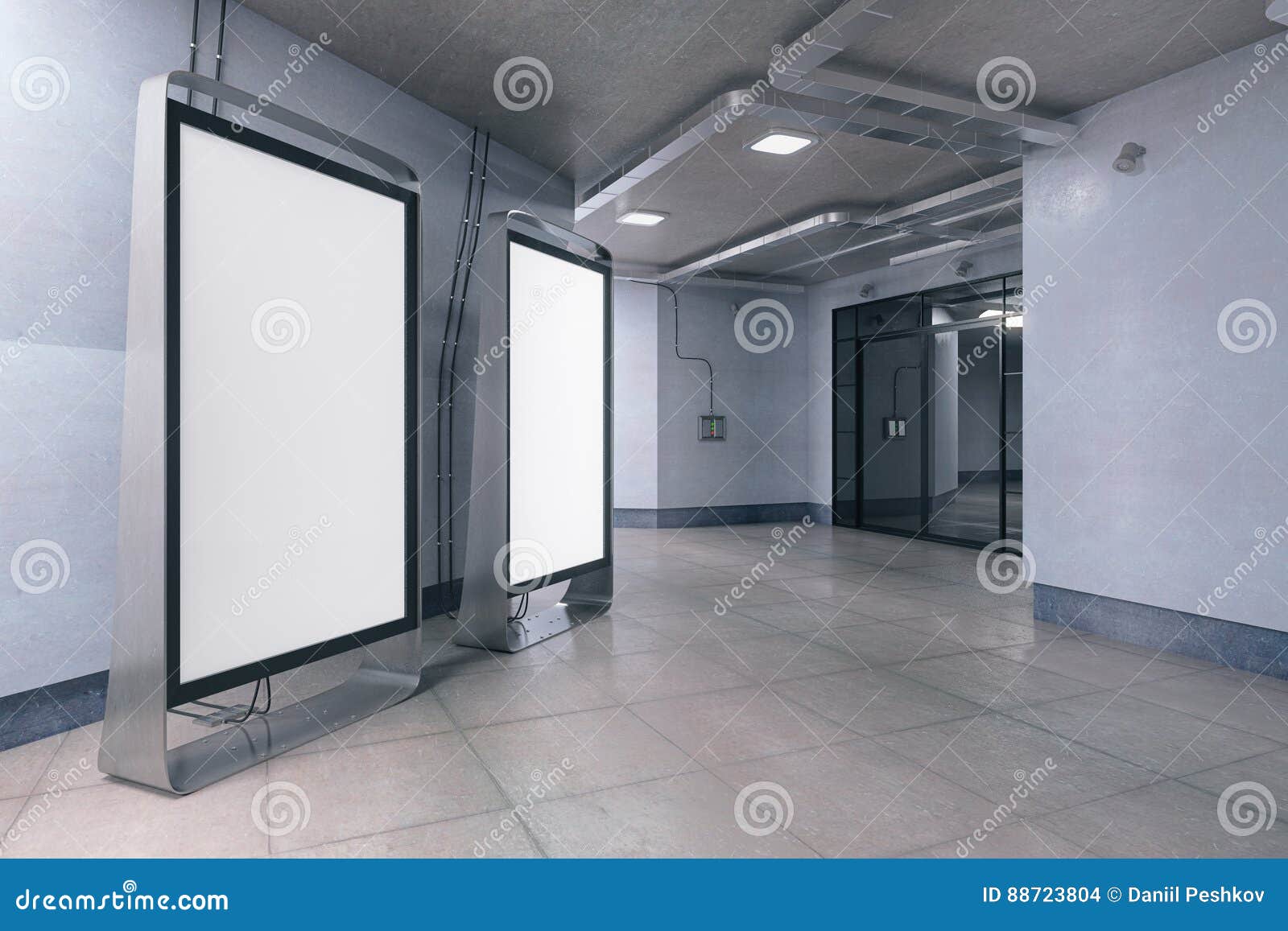 Interior with Two Ad Posters Side Stock Illustration - Illustration of ...