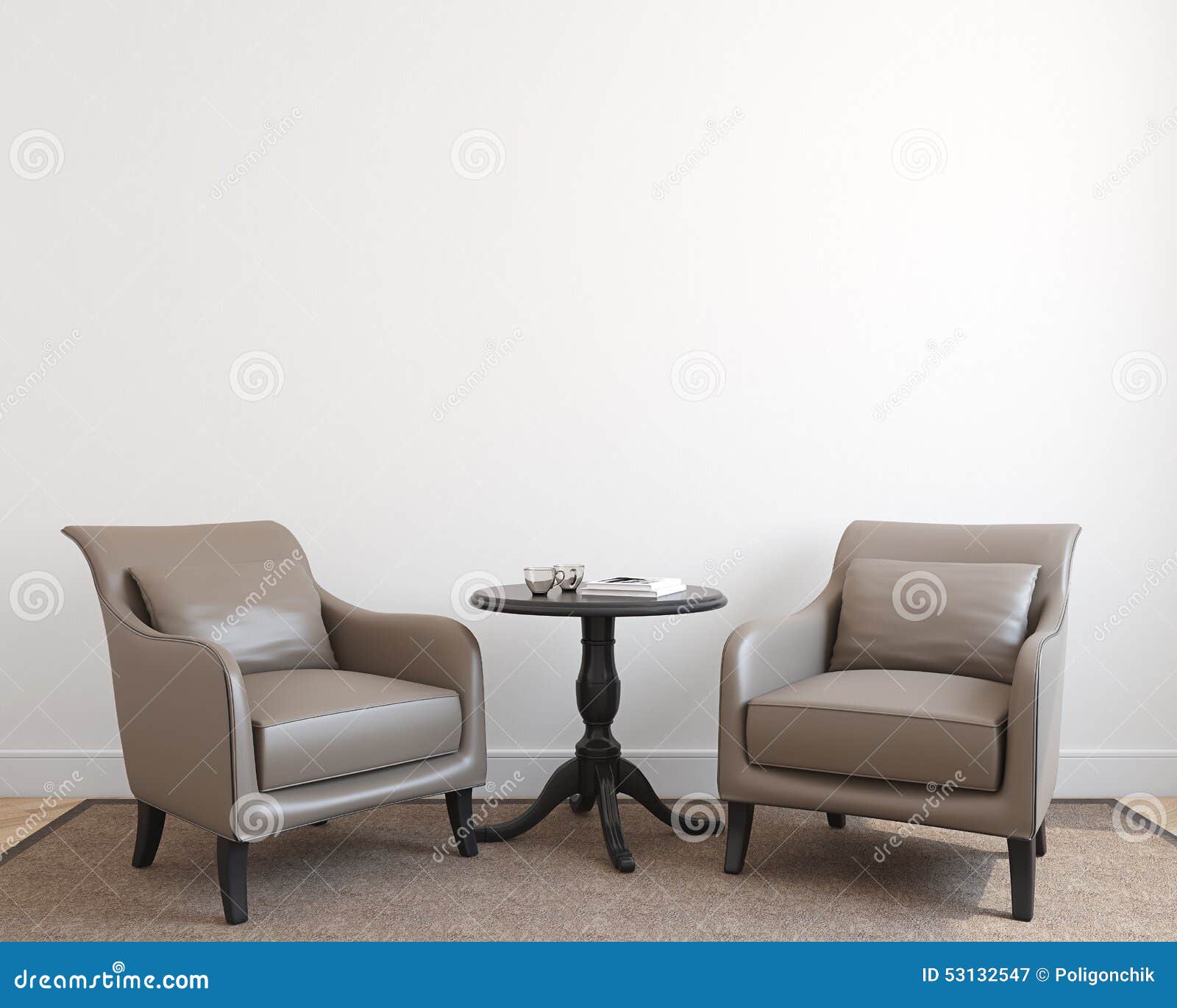 Interior with Two Armchairs. Stock Illustration - Illustration of decor ...