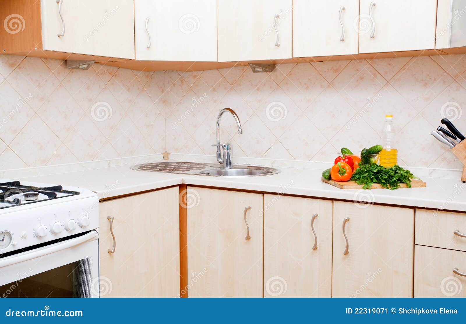 Interior of Typical Kitchen Stock Image - Image of plate, crane: 22319071