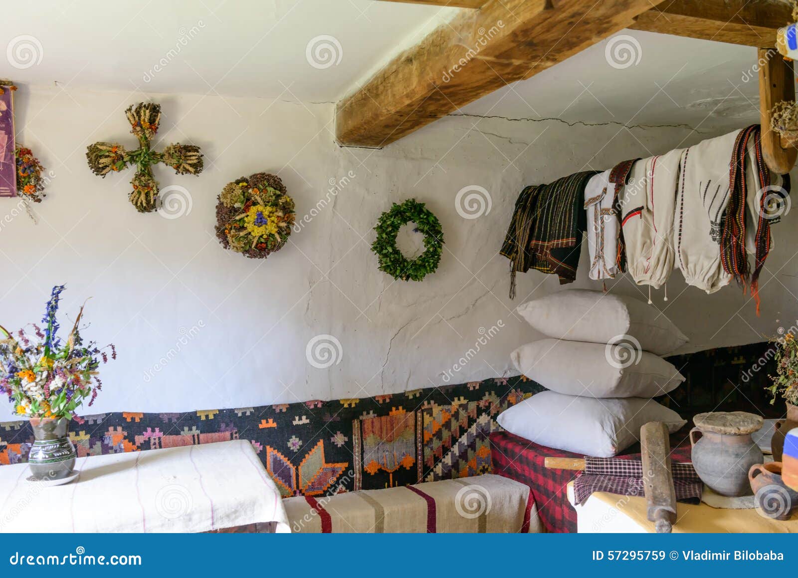 The Interior of a Typical Old Ukrainian Village House Editorial Stock ...