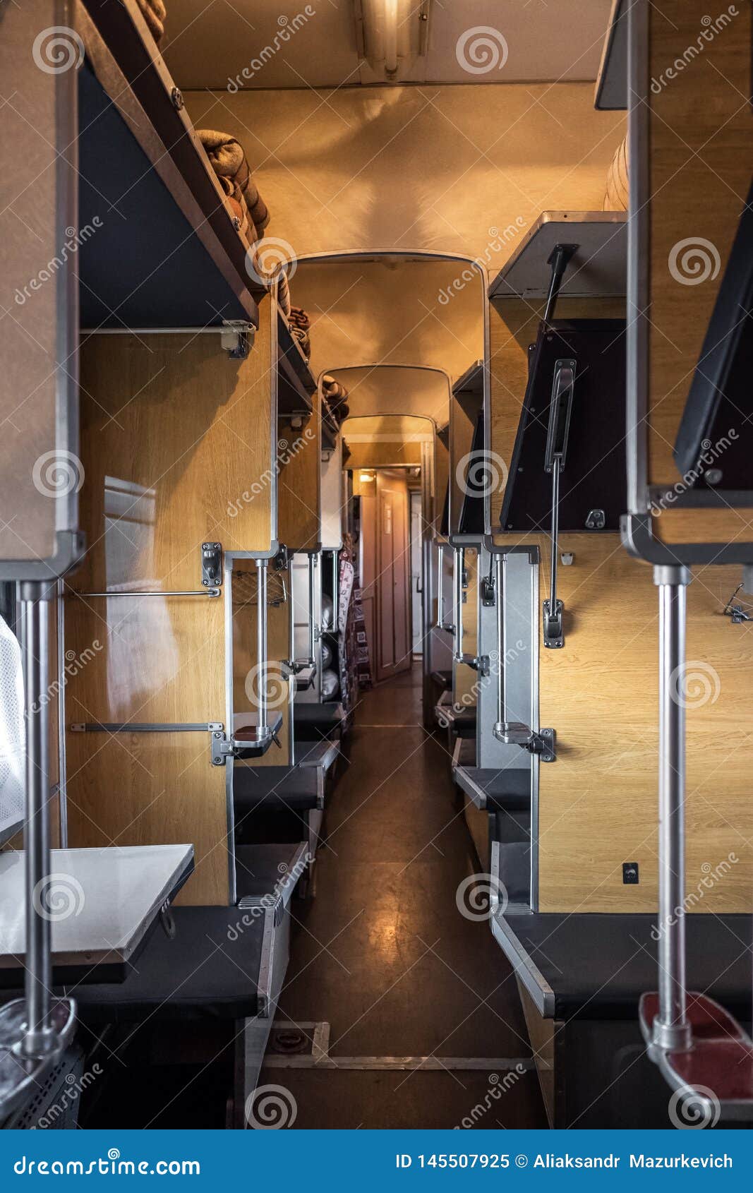 Interior of the Typical Sleeper Train in Ukraine. Stock Image - Image ...