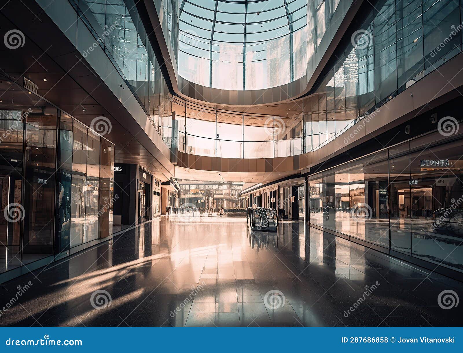 Interior of Ultra Modern Shopping Mall, Minimalist Architecture Stock ...
