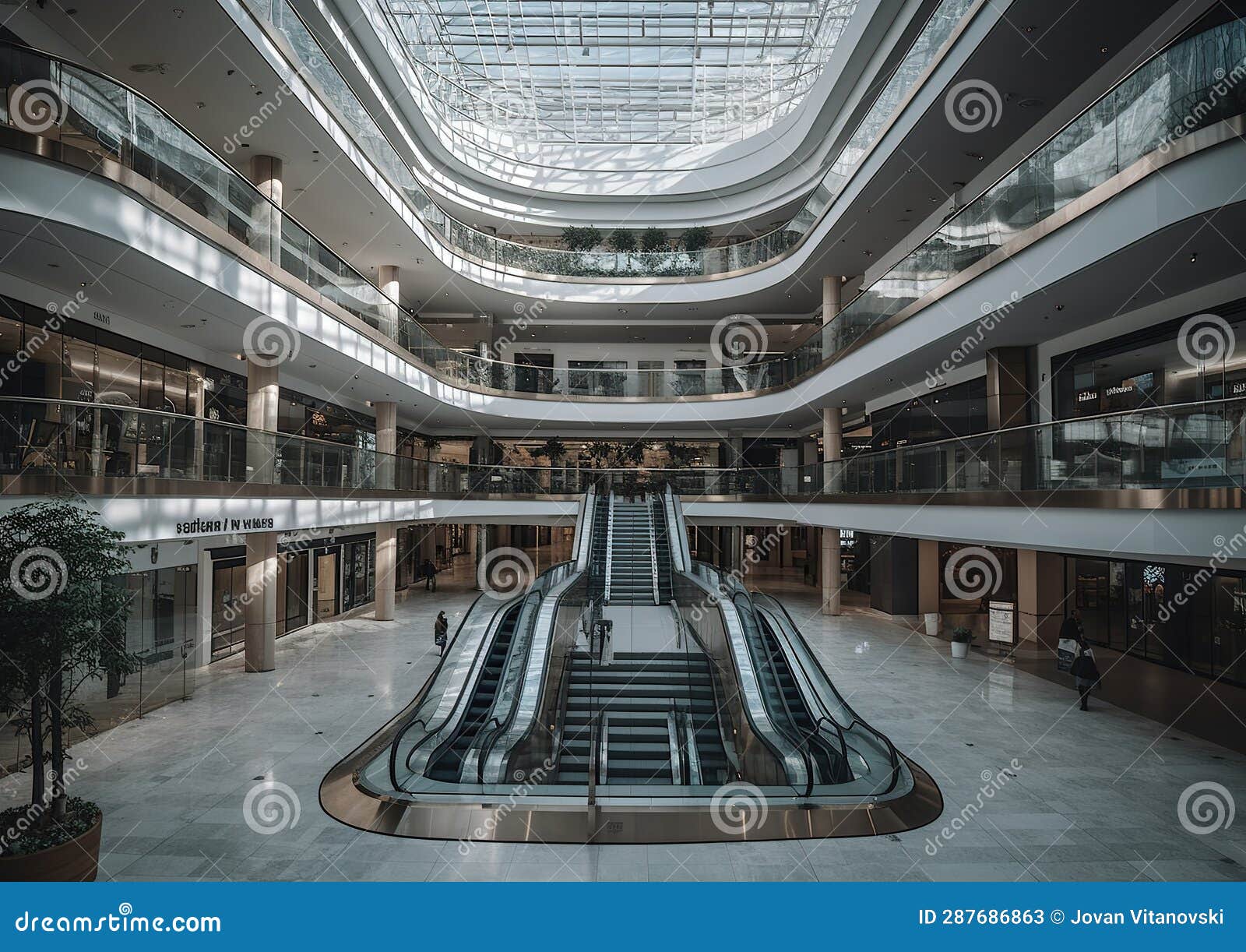 Interior of Ultra Modern Shopping Mall, Minimalist Architecture Stock ...