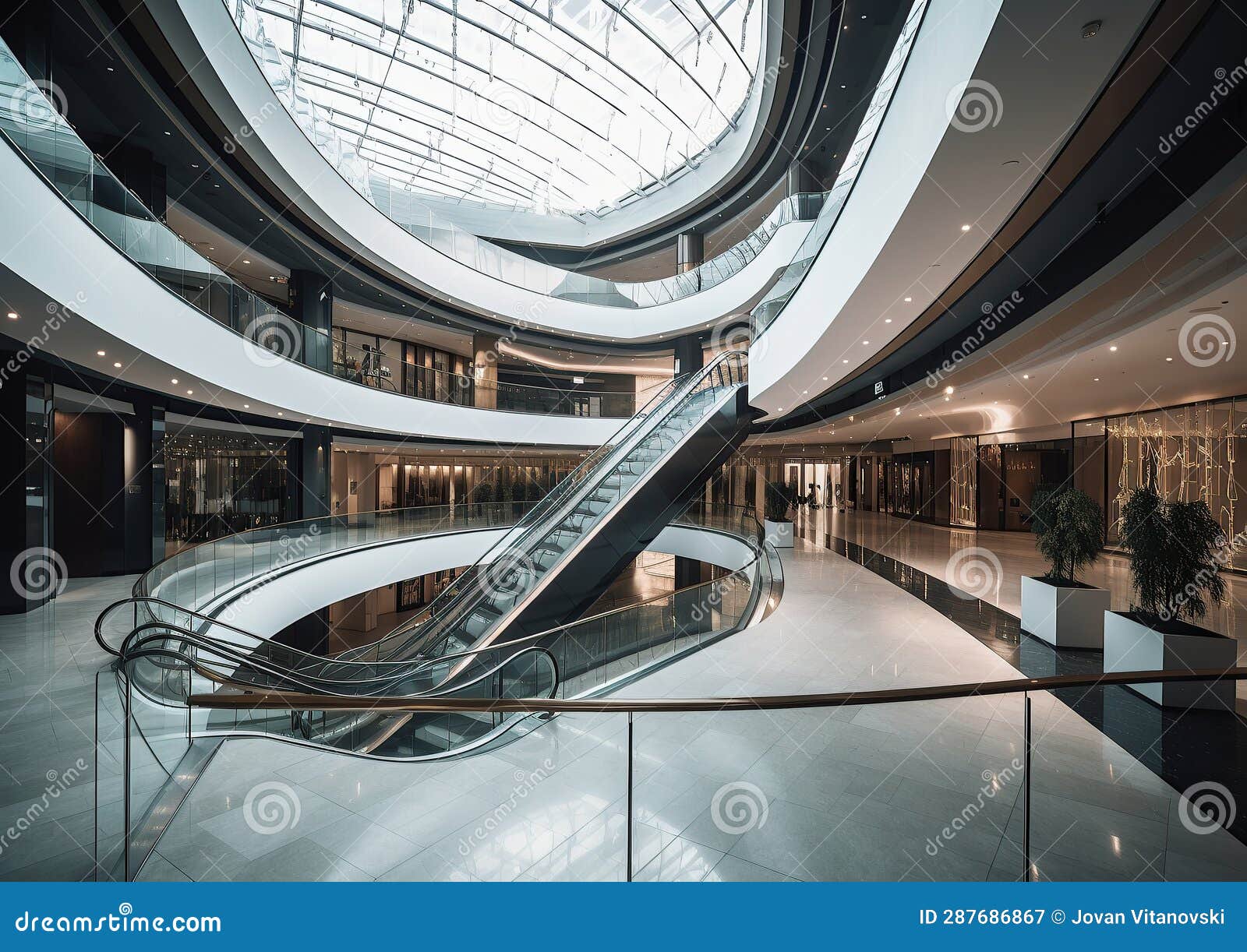 Interior of Ultra Modern Shopping Mall, Minimalist Architecture Stock ...