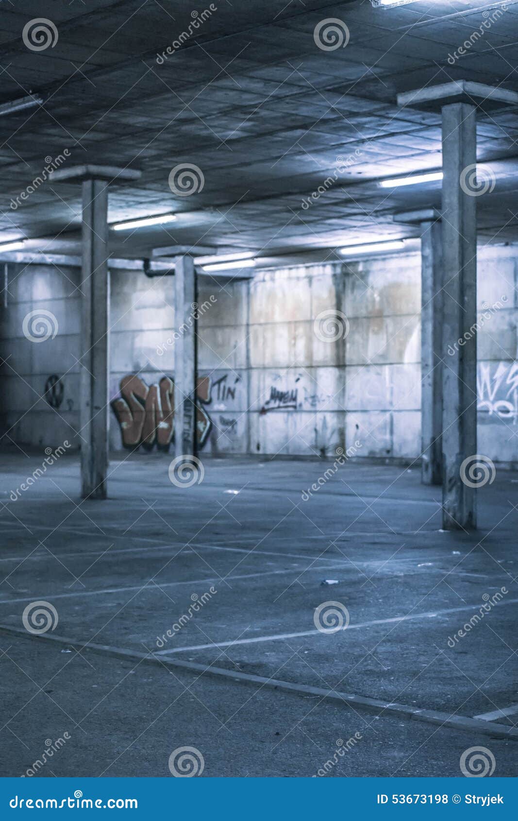 Interior of an Undercover Parking Area Stock Photo - Image of pillars ...