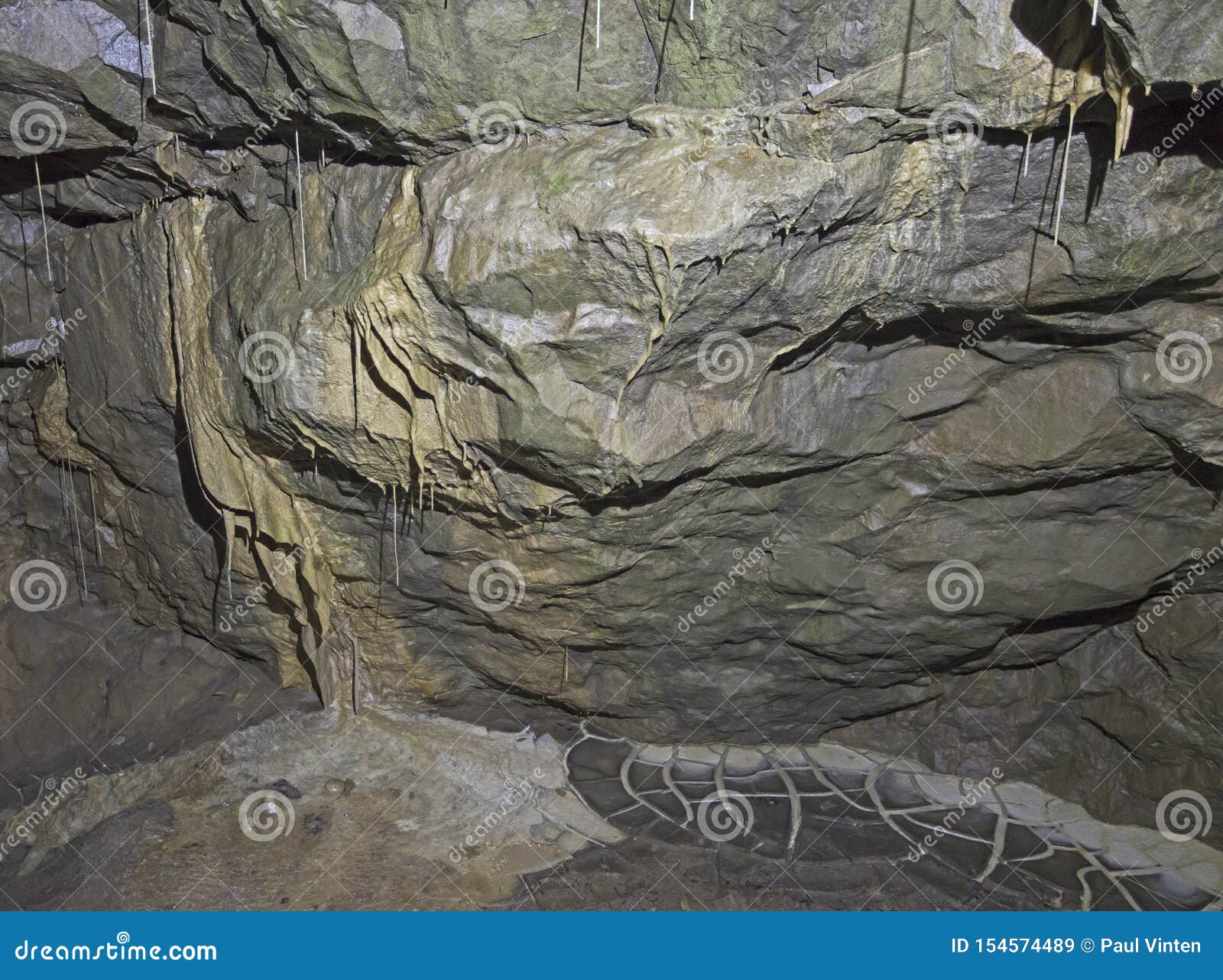 Interior of an Underground Cave with Stalactites Stock Image - Image of ...