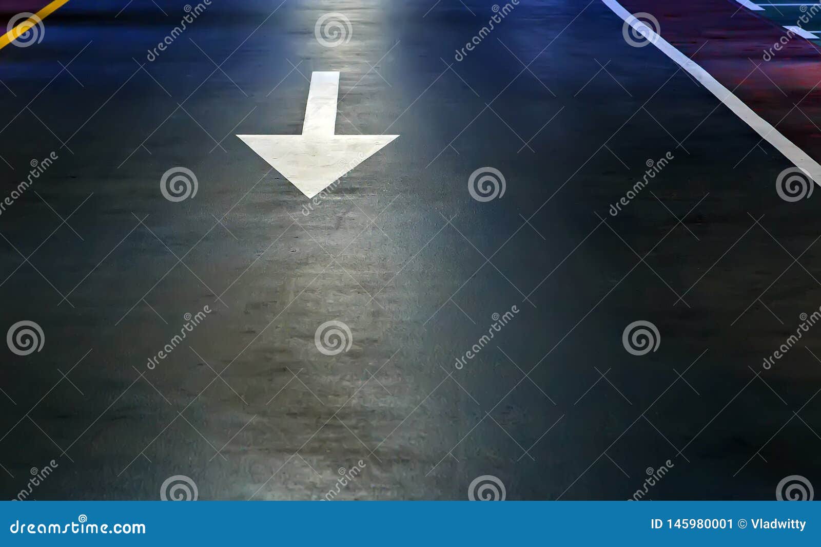 Interior Underground Garage or Parking Arrow Sign on the Road Stock ...
