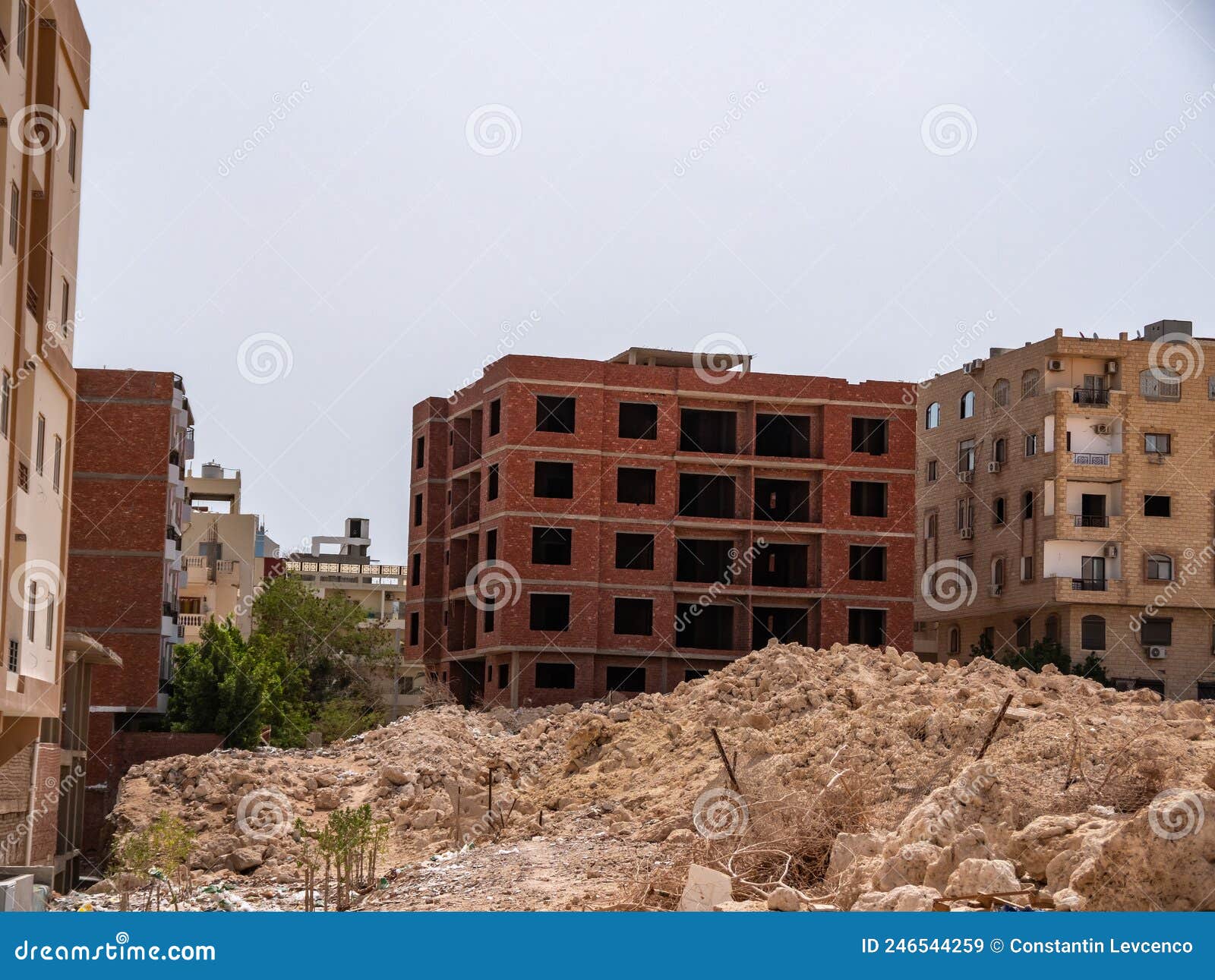 Interior of a Unfinished Red Brick House Under Construction. Stock ...