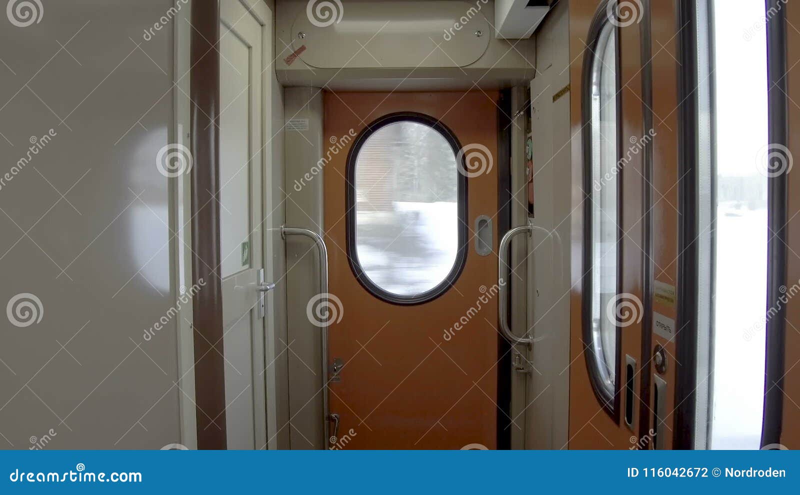 Interior of the Vestibule of a Passenger Train Car Stock Footage ...
