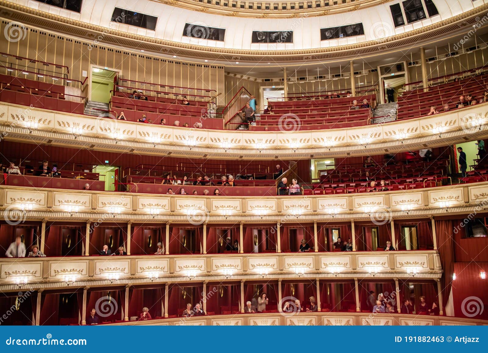 Interior of the Vienna State Opera Auditorium with the Audience ...