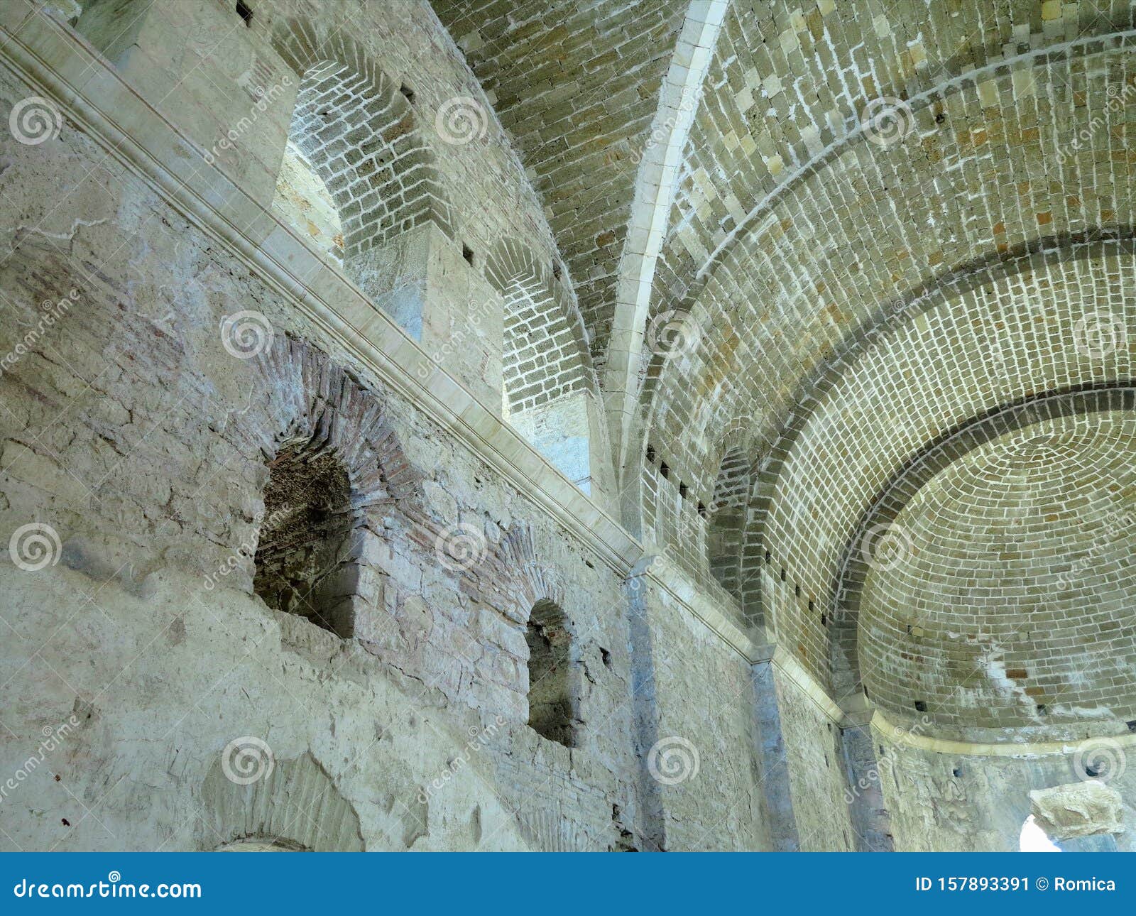 Interior View of Abstract Ancient Church Stone Dome Stock Image - Image ...