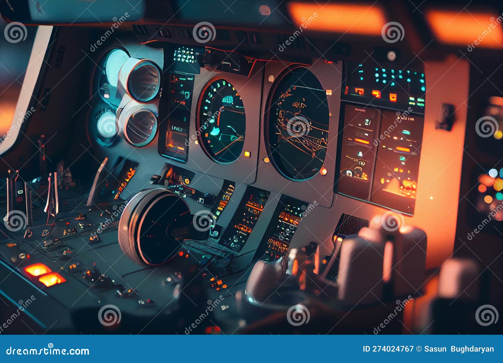 Interior View of Airplane Cockpit.generative Ai Stock Illustration ...