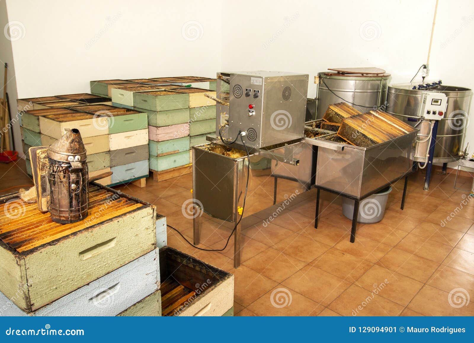 Interior View of Beekeeper Honey Production Facility. Stock Image ...