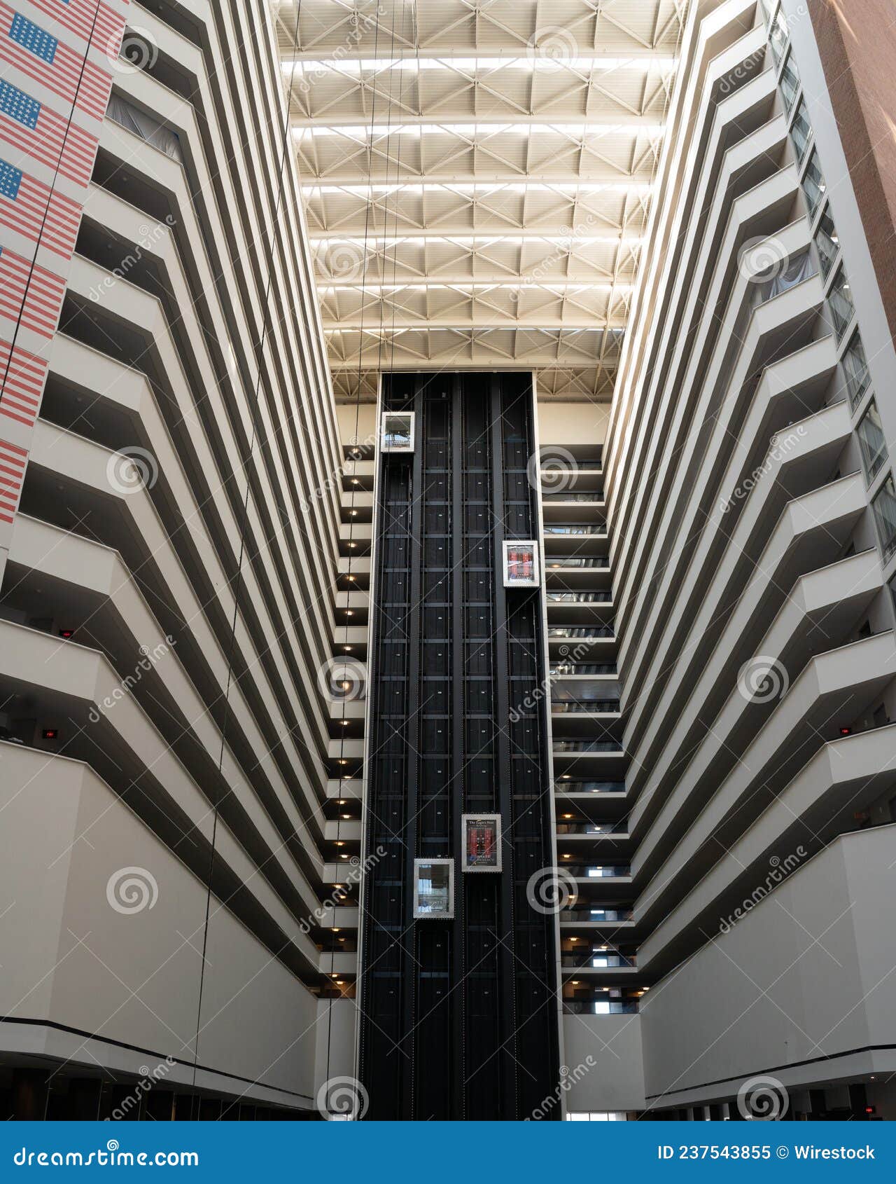 Interior View of a Building with Elevators Stock Image - Image of urban ...