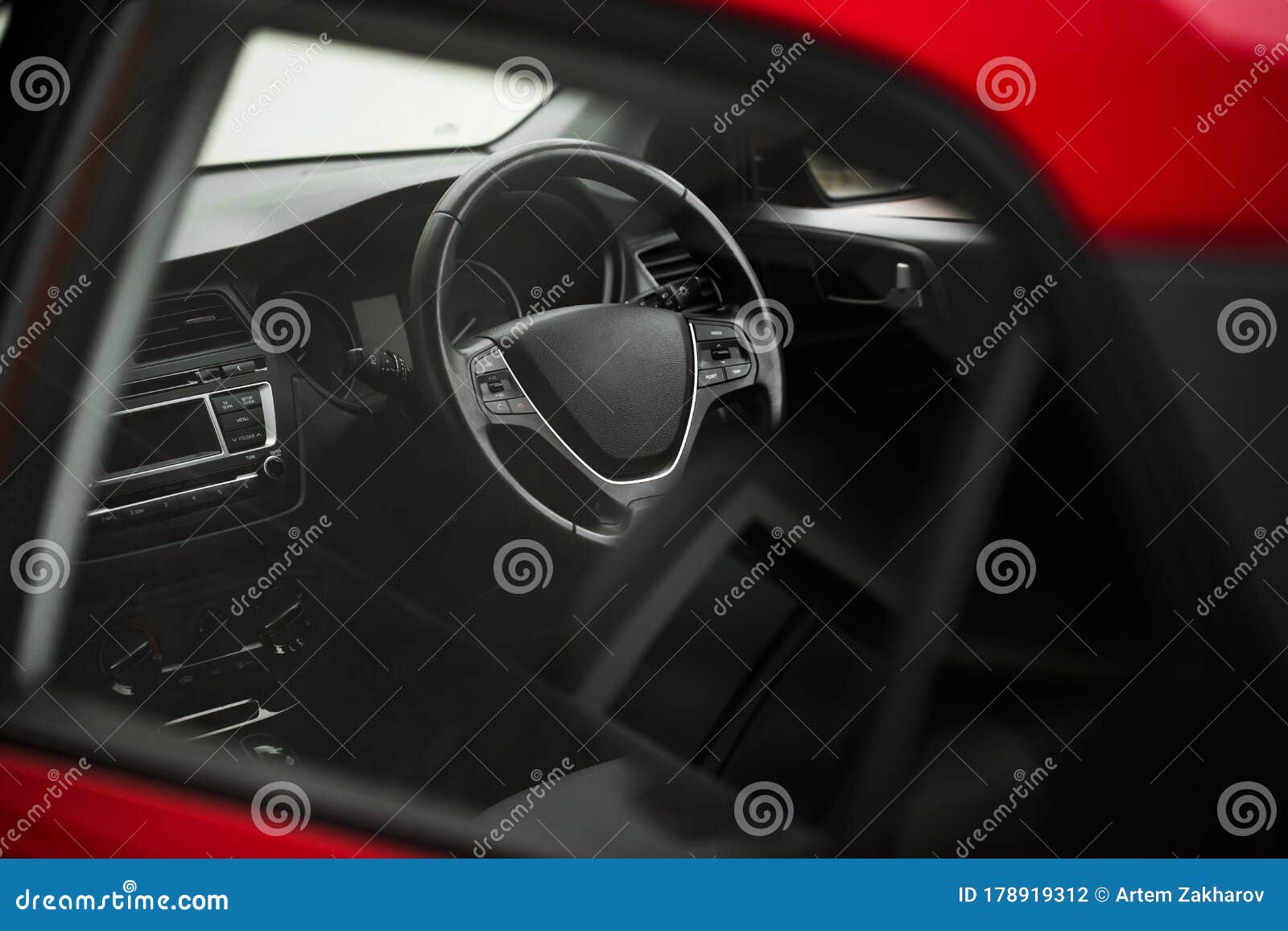 Interior View of Car with Black Interior through the Glass. Stock Photo ...