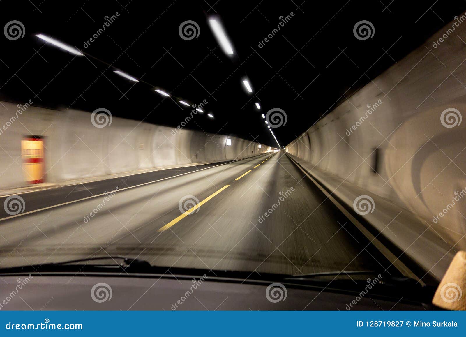 The Interior View of a Car Inside a Tunnel Stock Image - Image of ...