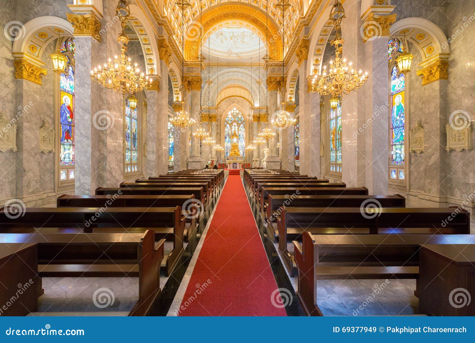 Interior View of a Catholic Church, Assumption University, Thailand ...