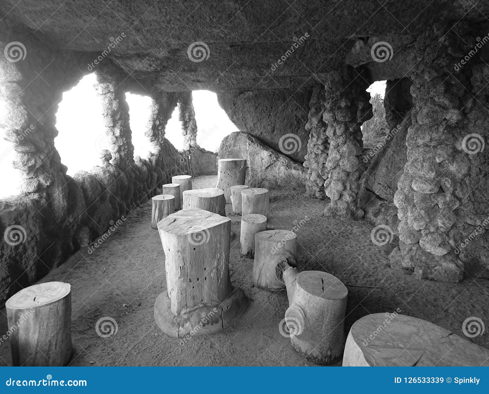 The Interior View of a Cave Stock Image - Image of interior, background ...