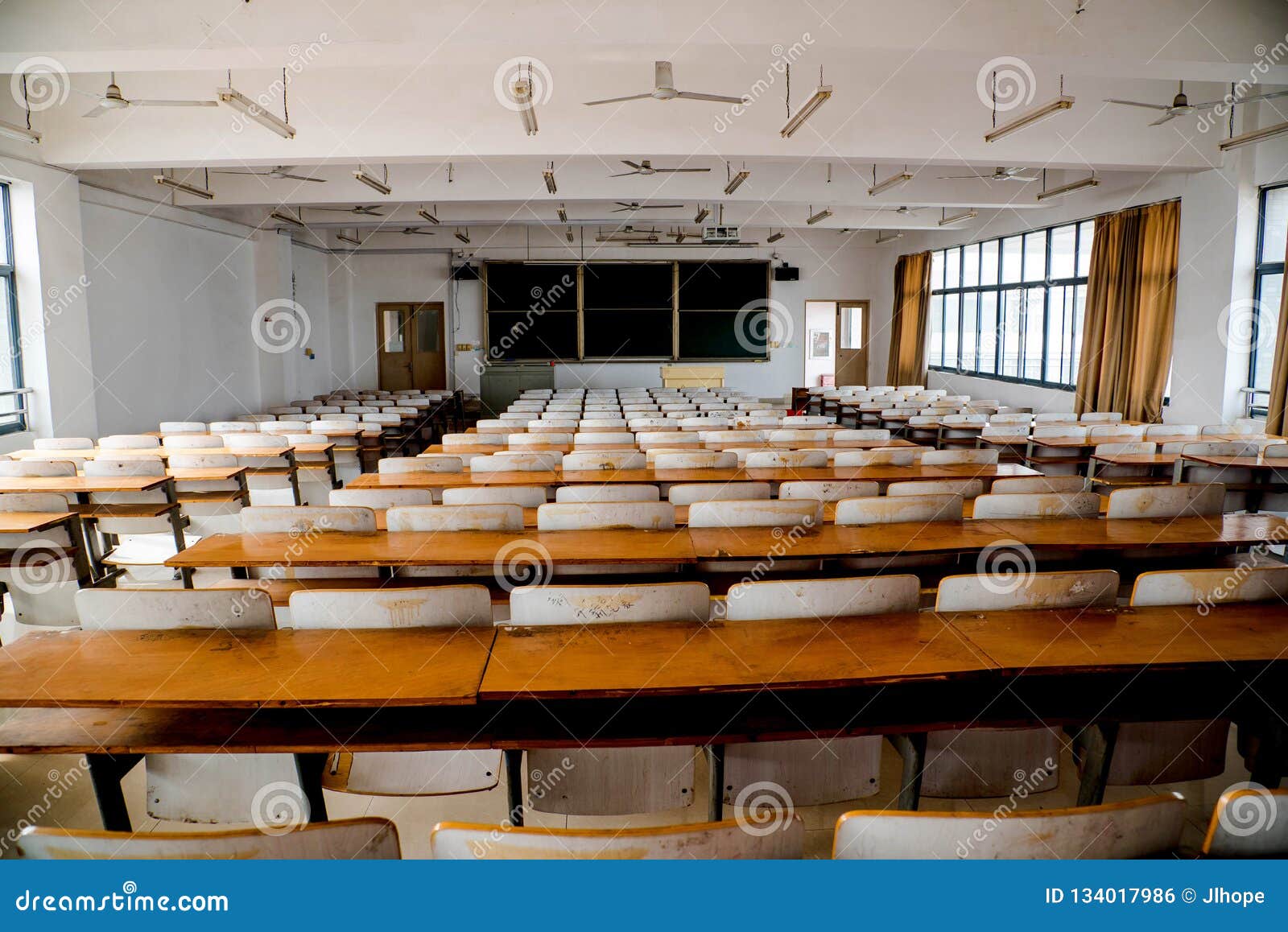 An Interior View of a Classroom Stock Photo - Image of blackboard ...