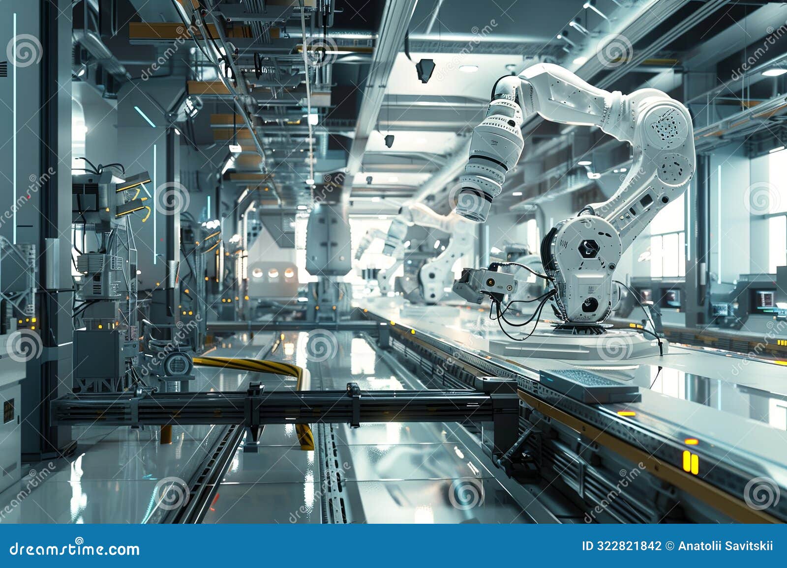 An Interior View of a Clean and Modern Automated Manufacturing Plant ...