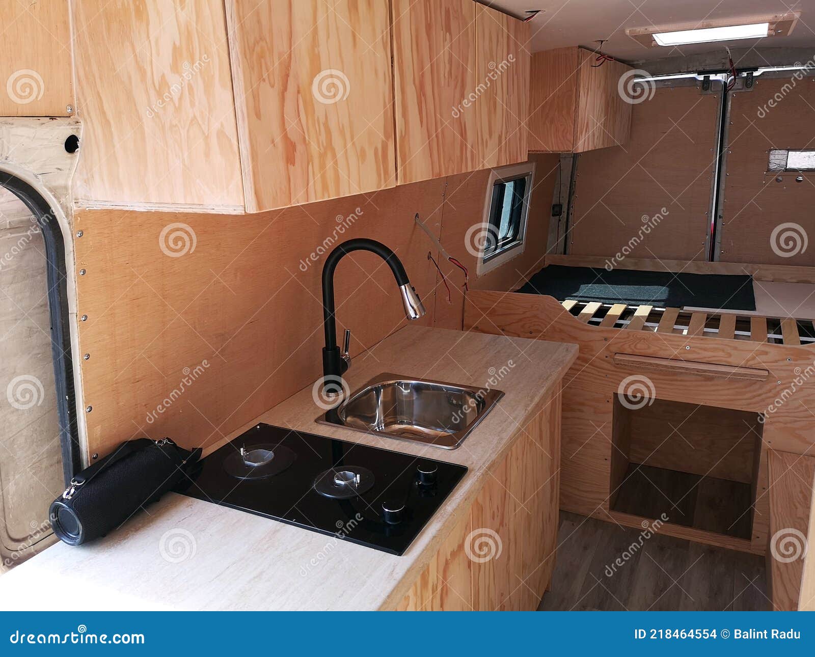Conversion of a Van into a Camper Van Inside View Stock Photo - Image ...