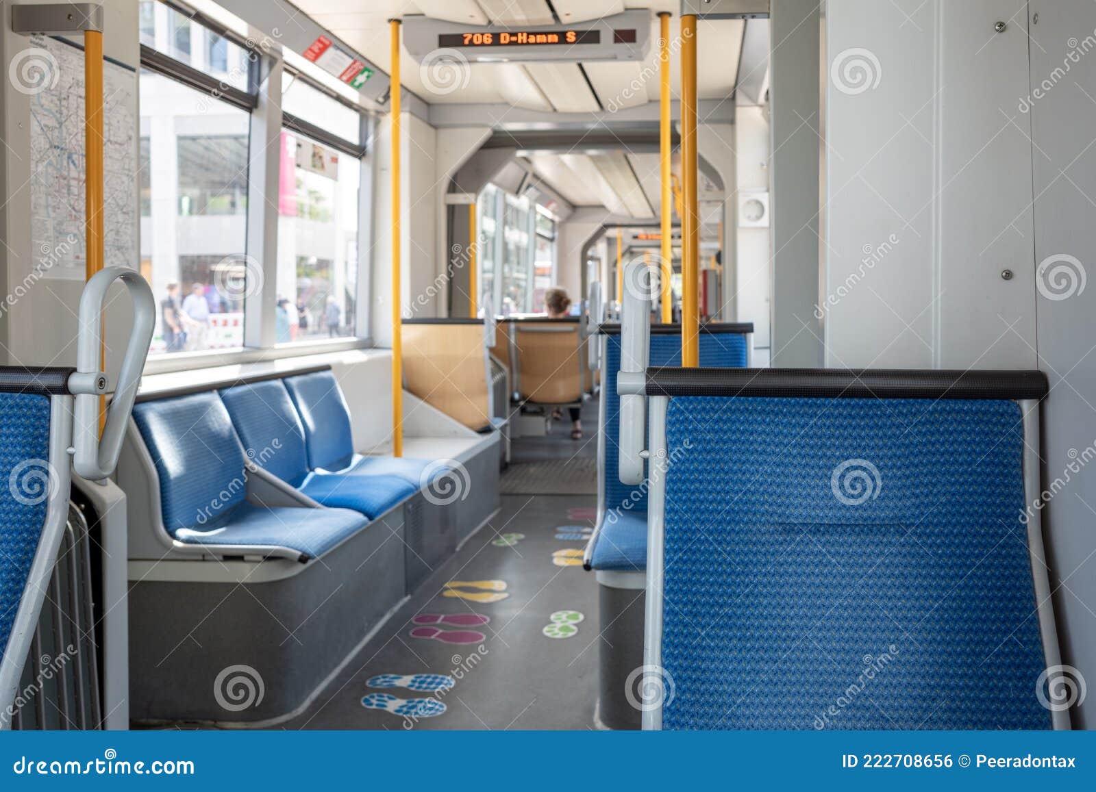 Interior View of a Corridor Inside Passenger Trains with Blue Fabric ...