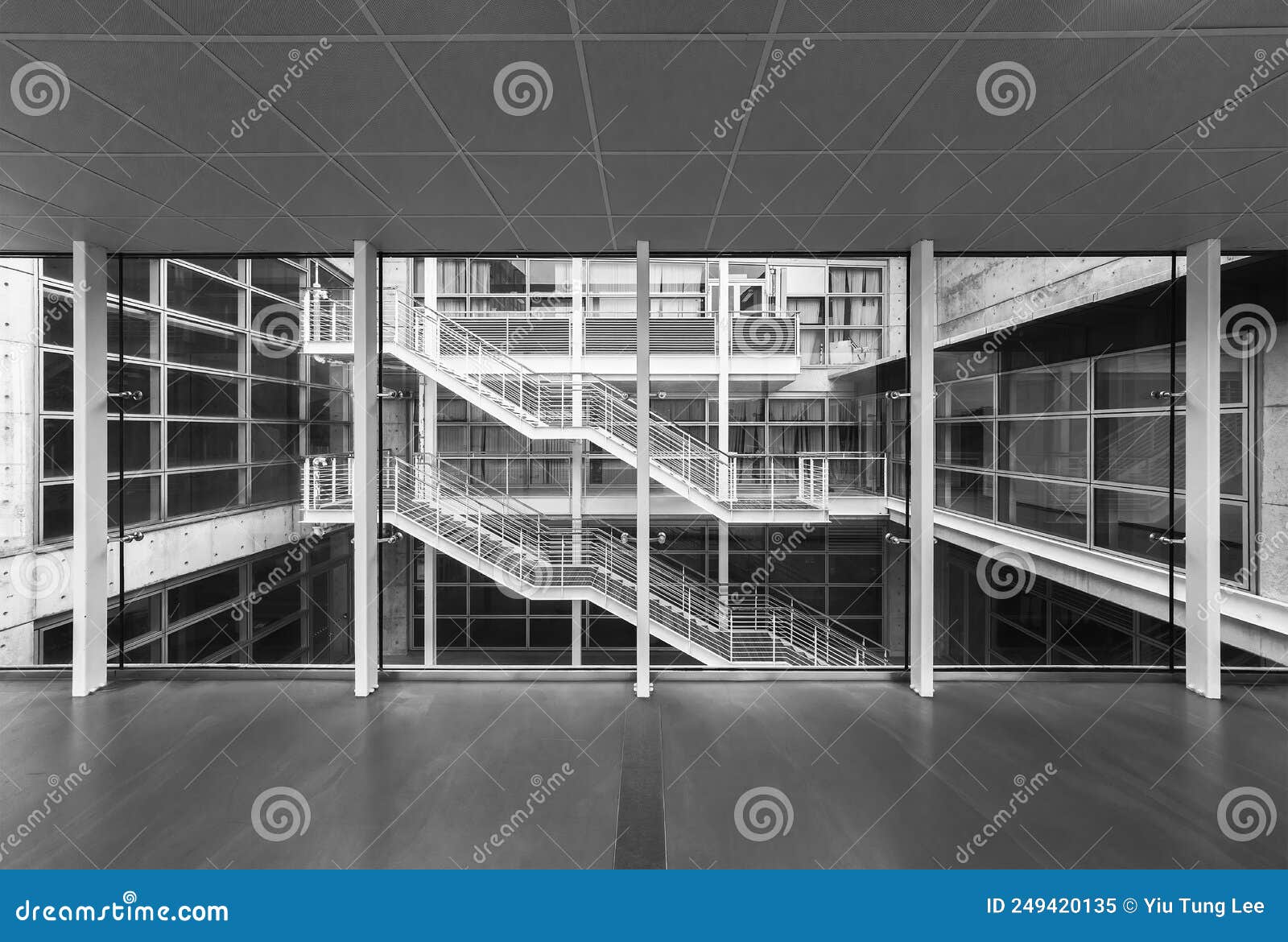 Interior View of Corridor in Modern Architecture Stock Image - Image of ...