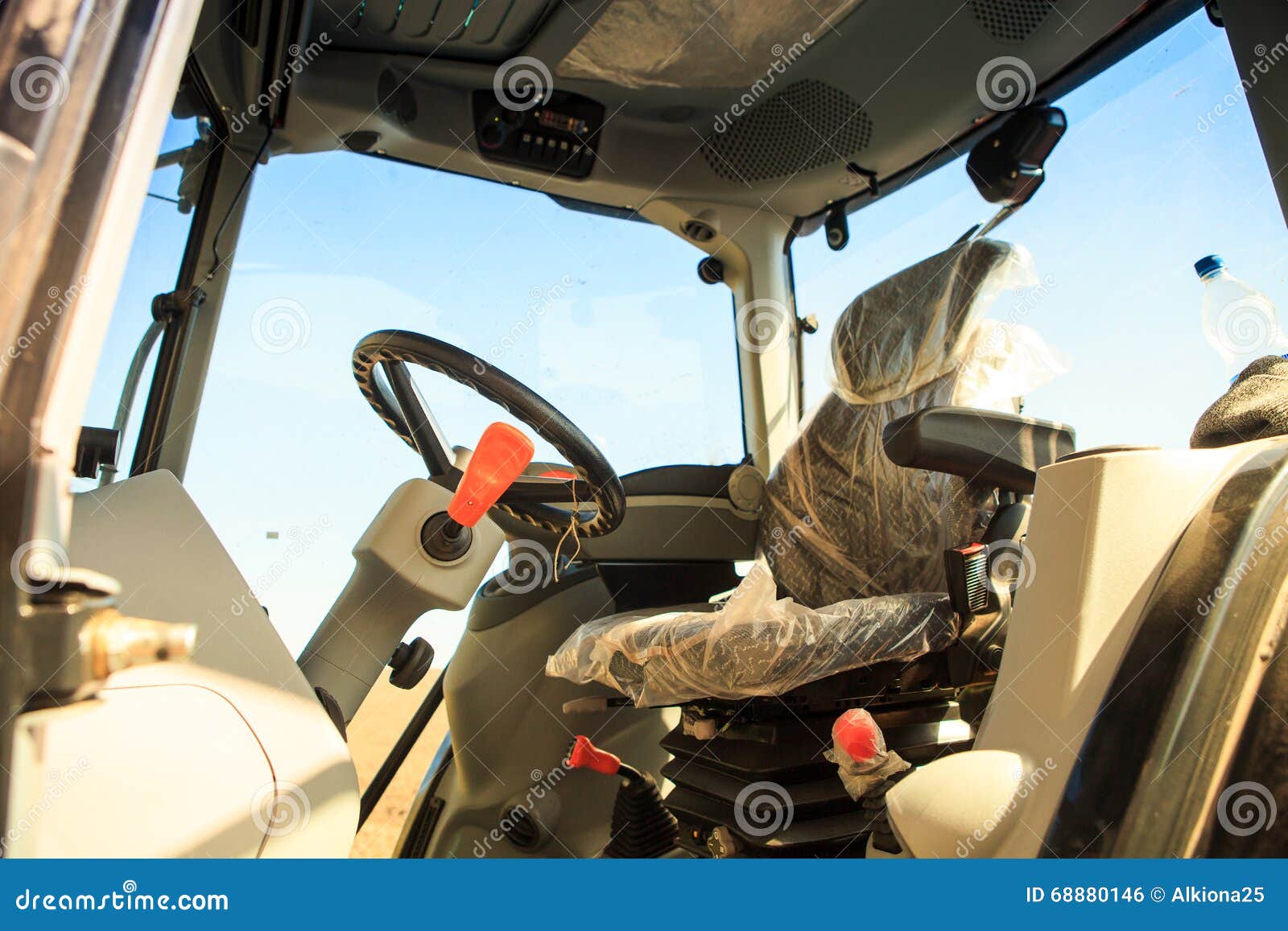Interior View of Cultivator Tractor Cabin with Steering Wheel Stock ...