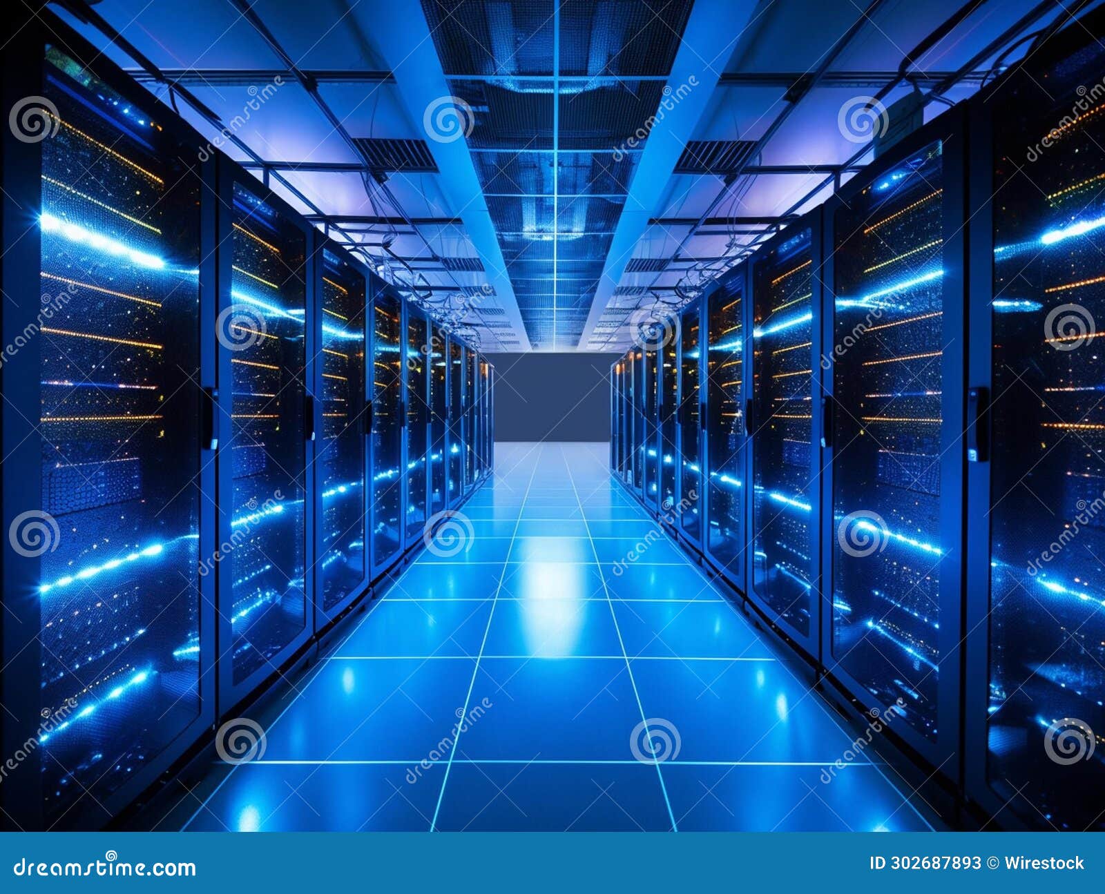 Interior View of a Data Center Featuring Multiple Racks of Enterprise ...