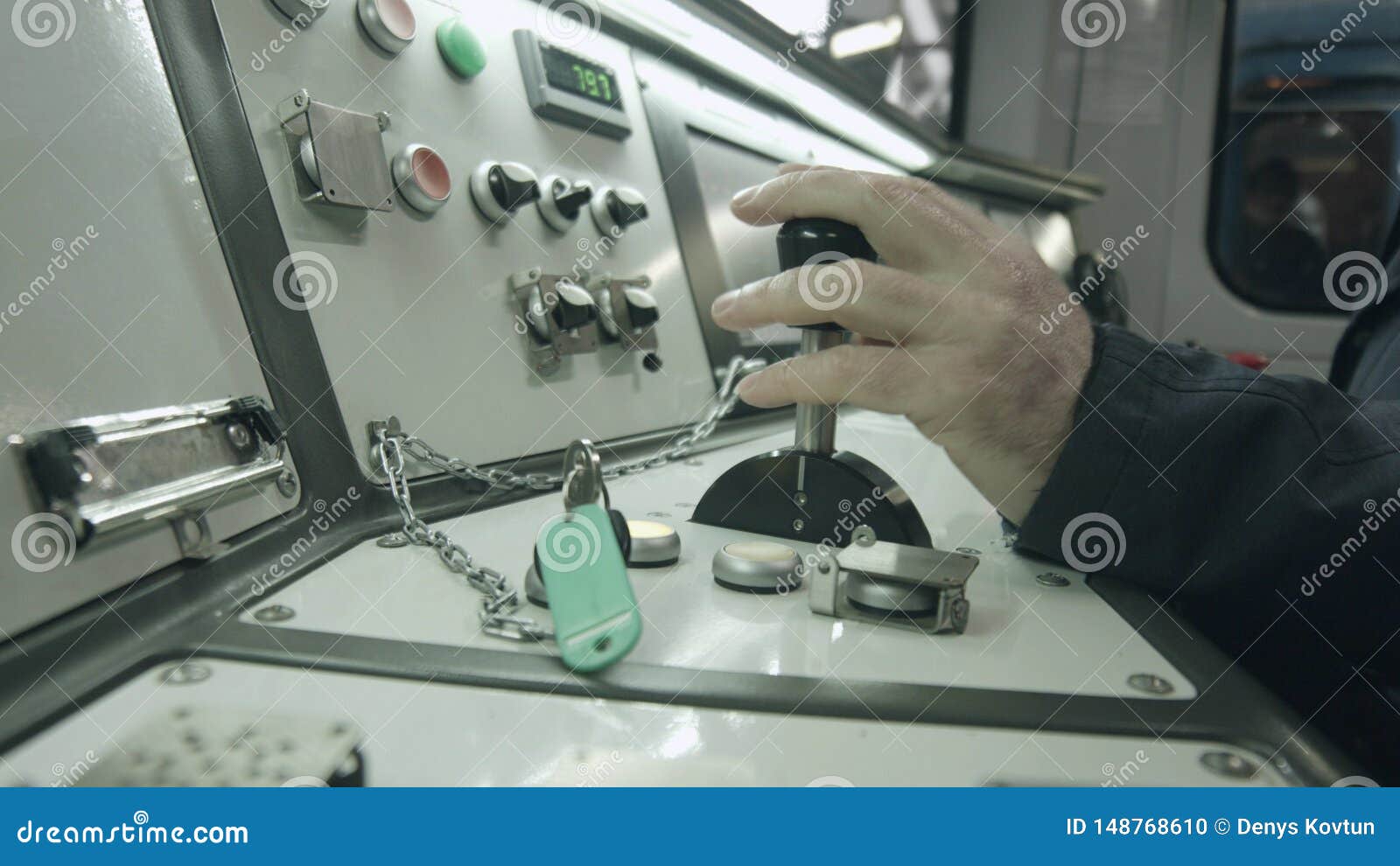 Interior View of the Drivers Cab High Speed Train. Stock Photo - Image ...